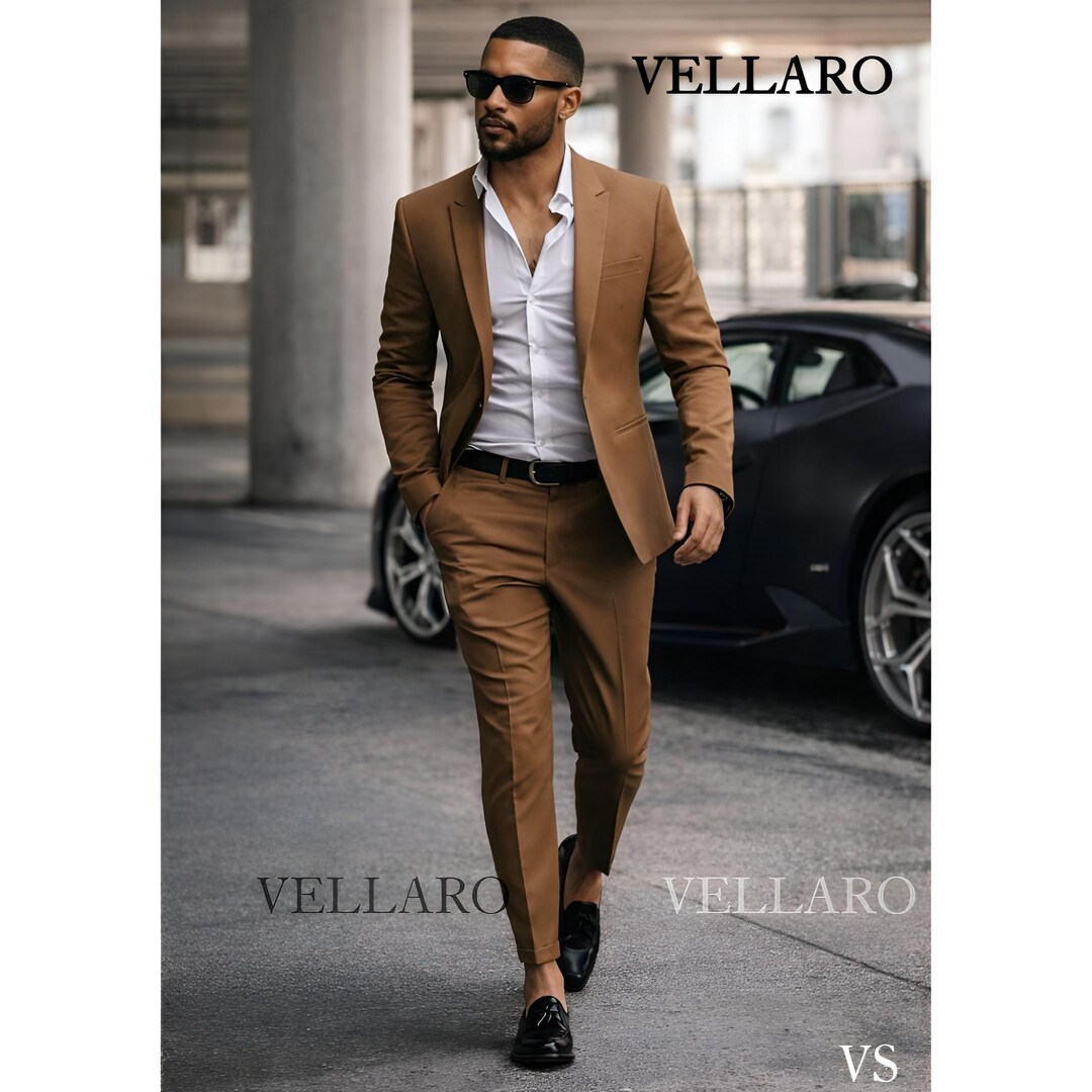 Men’s Camel Brown 2-piece Suit | Custom Made Suit for Weddings ...