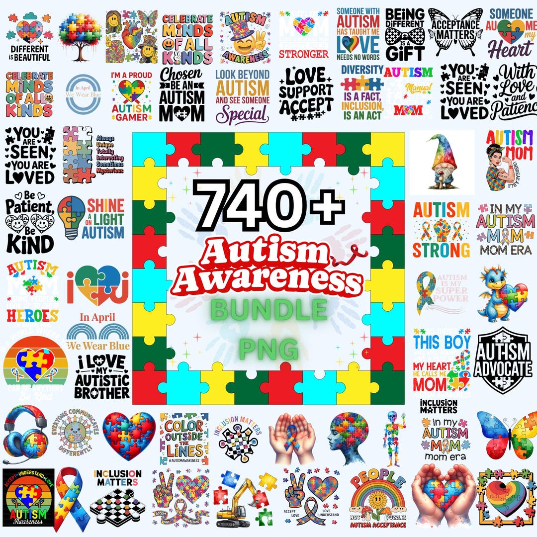 Autism Awareness PNG Bundle, Neurodiversity Pride Sublimation Designs ...