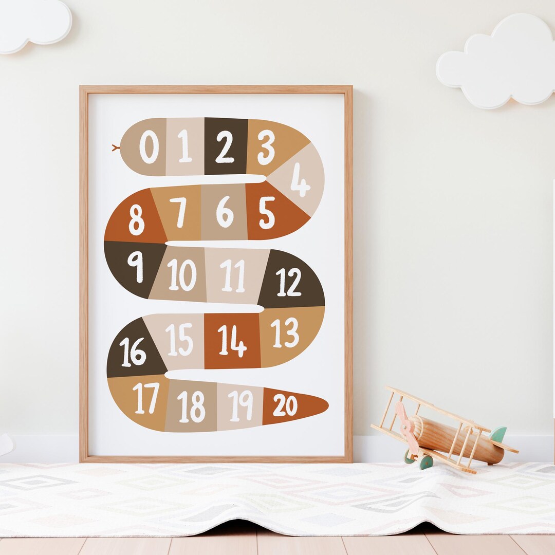 Numbers 0-20 Poster for Kids, Printable Number Chart, Nursery Wall Art ...