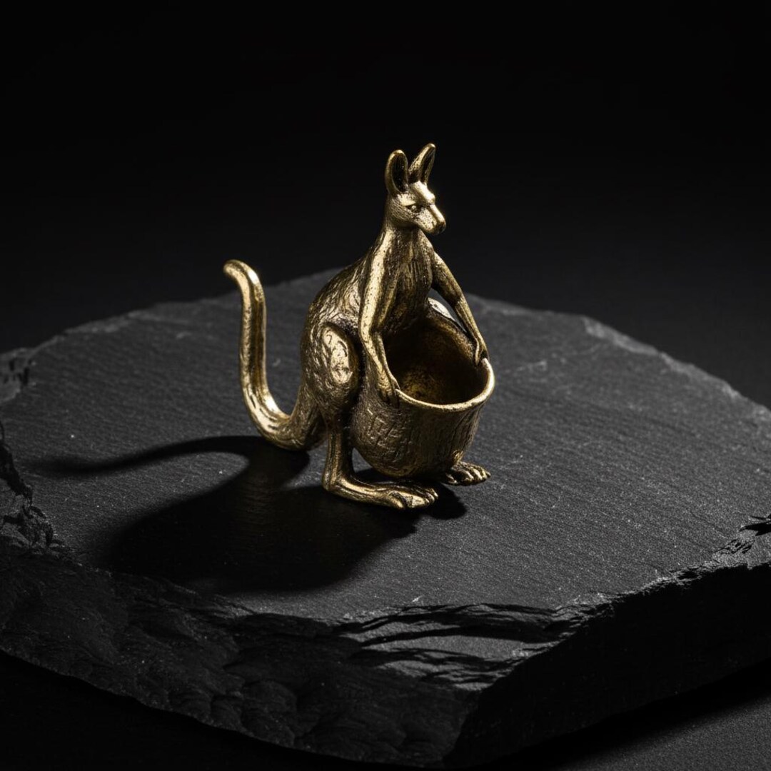 Brass Kangaroo Figurine - Miniature Animal Statue for Desktop Decor ...