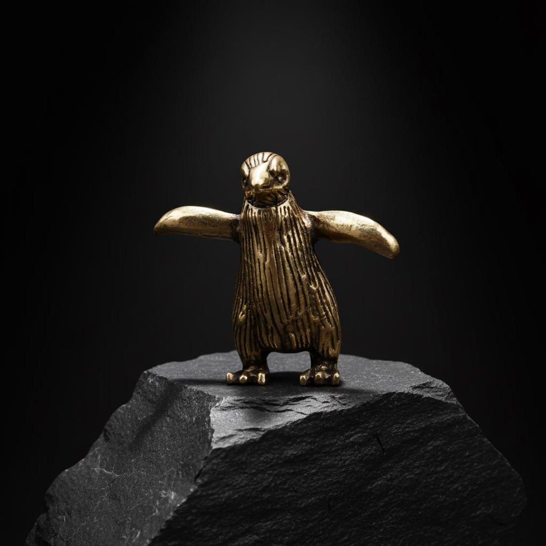 Solid Brass Penguin Figurine, Miniature Animal Statue, Cute Metal Tea ...