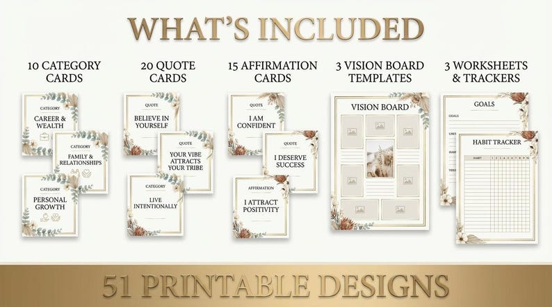 2026 Vision Board Kit | Boho Goal Setting Printables (digital Download ...