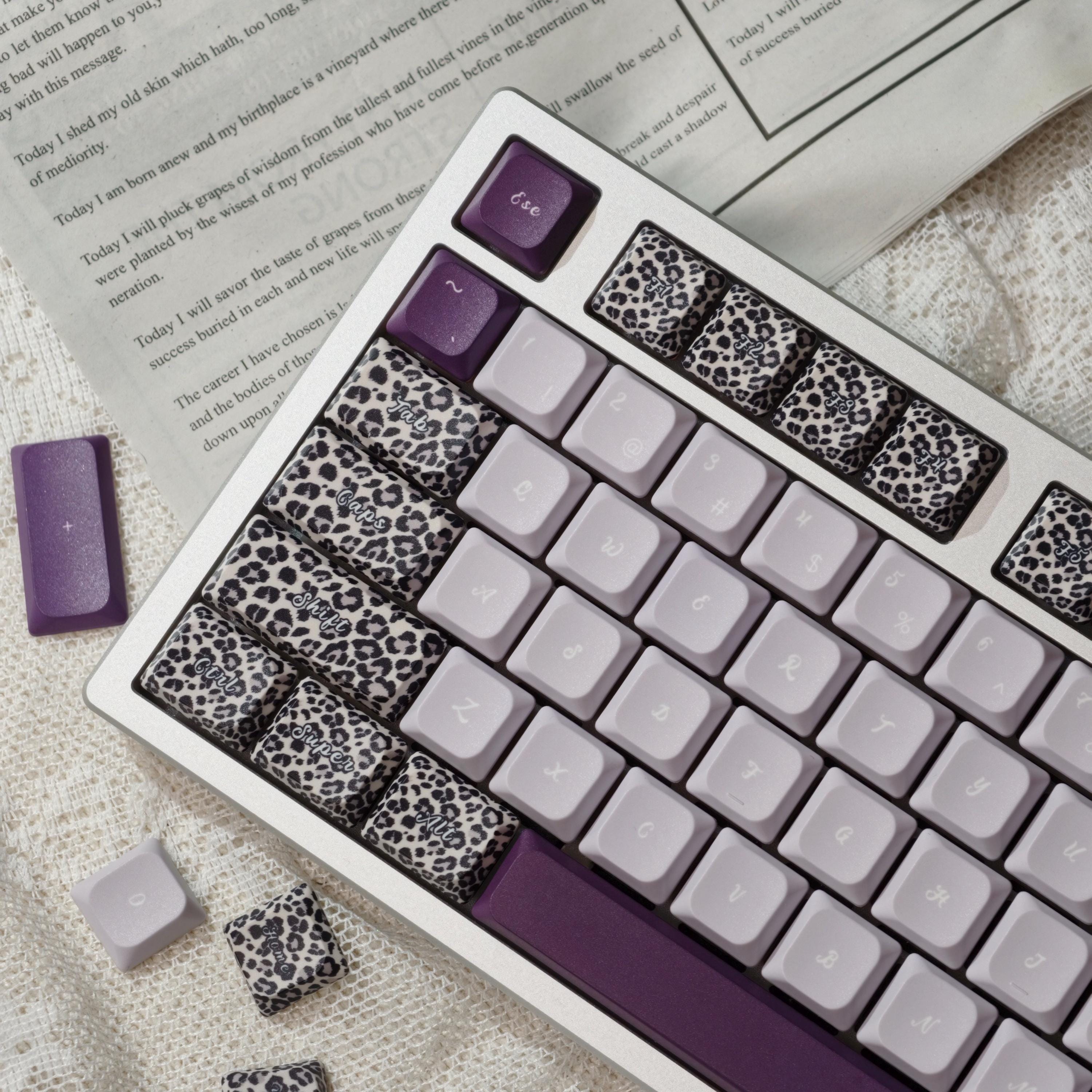 107-key PBT Keycap Set, Vintage Leopard Print, CK100 Low Profile, 5 ...