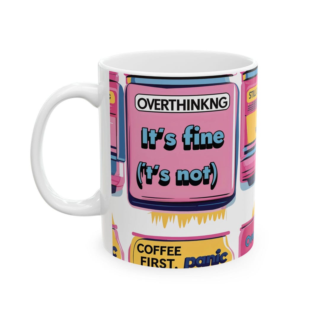Overthinking Tabs Brain Cartoon Mug | Ceramic Coffee Cup 11oz - Etsy