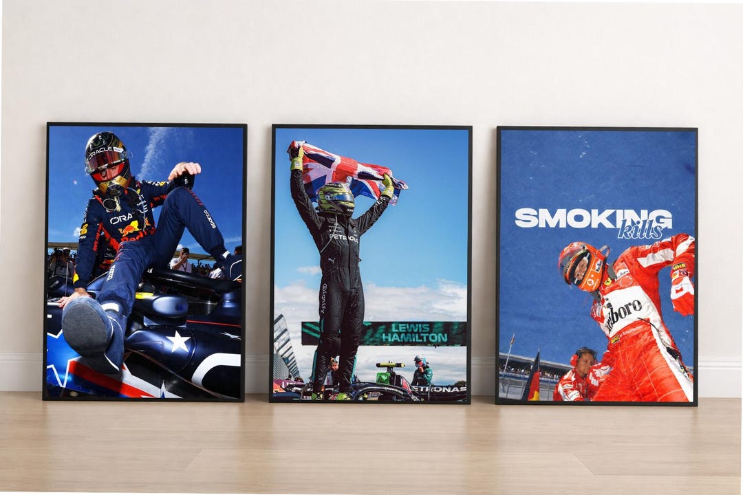 Formula 1 Racing Poster Set | Modern Motorsport Prints (digital ...