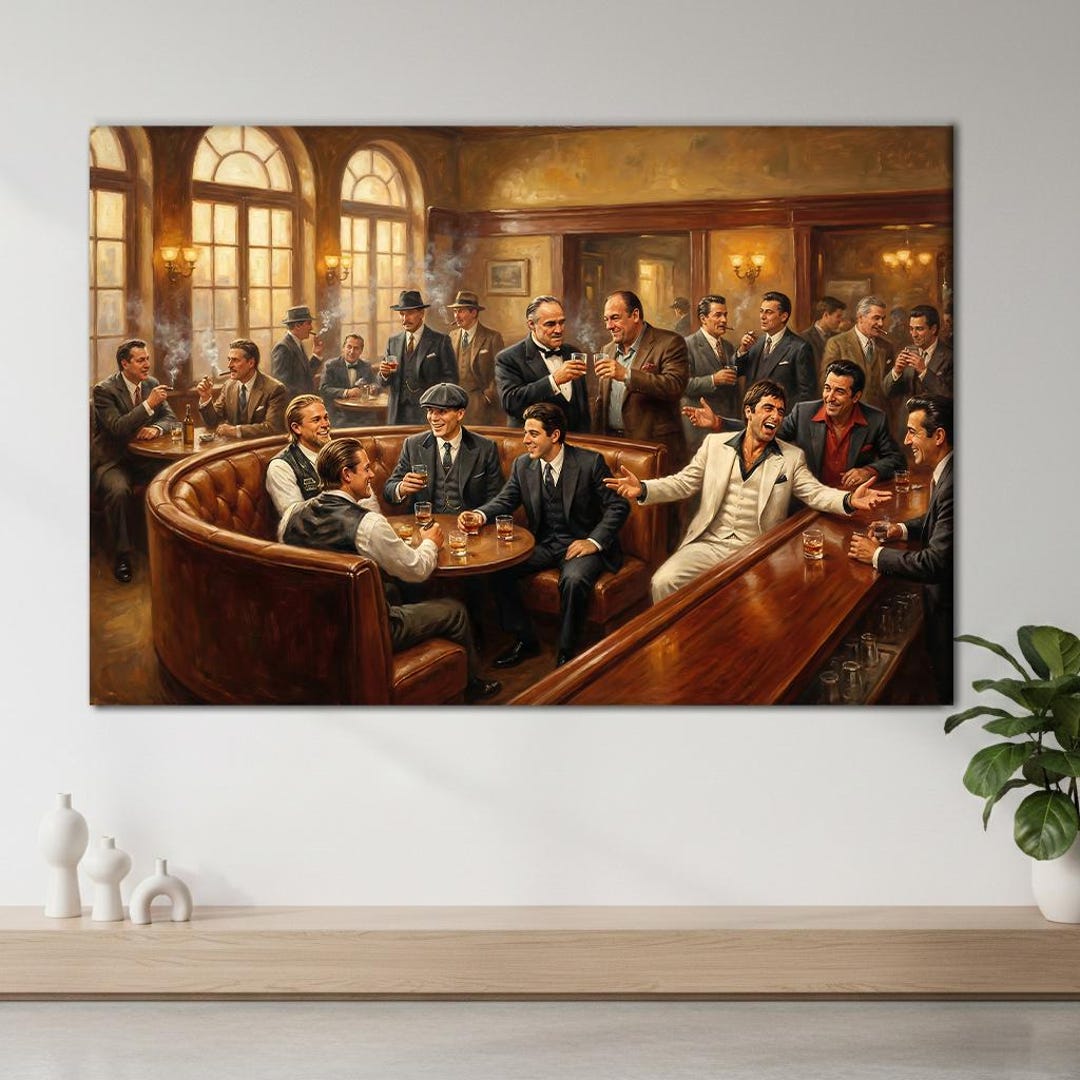 Gangsters Oil Painting Canvas, Mafia Wall Art, Thomas Shelby Michael ...