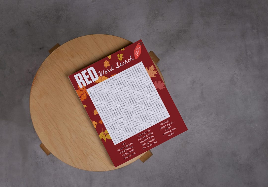 RED Taylor's Version Word Search - Etsy