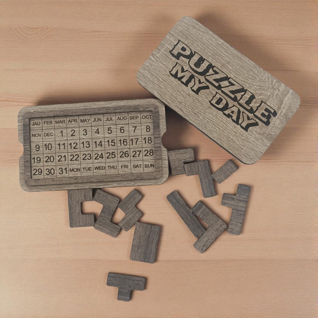 Perpetual Puzzle Calendar SVG: Laser Cut Desk Organizer (digital ...