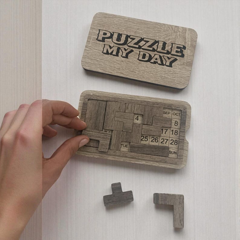 Perpetual Puzzle Calendar SVG: Laser Cut Desk Organizer (digital ...