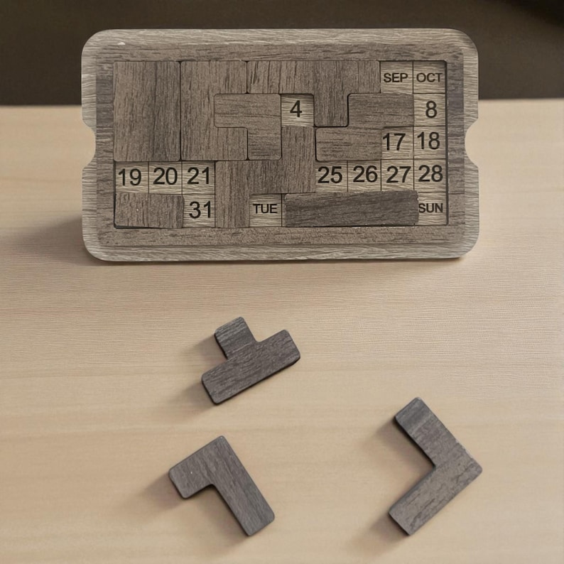 Perpetual Puzzle Calendar SVG: Laser Cut Desk Organizer (digital ...