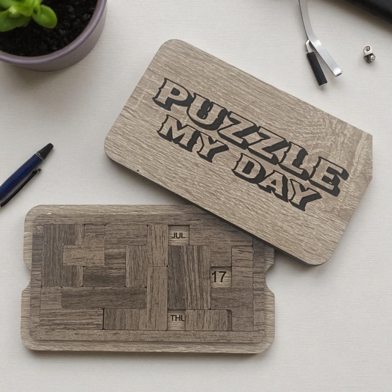 Perpetual Puzzle Calendar SVG: Laser Cut Desk Organizer (digital ...