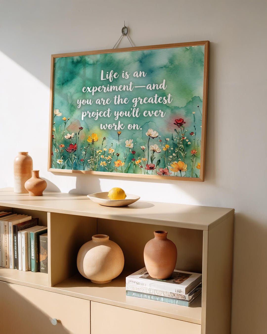 Life is an Experiment Floral Watercolor Print, Motivational Wall Art ...