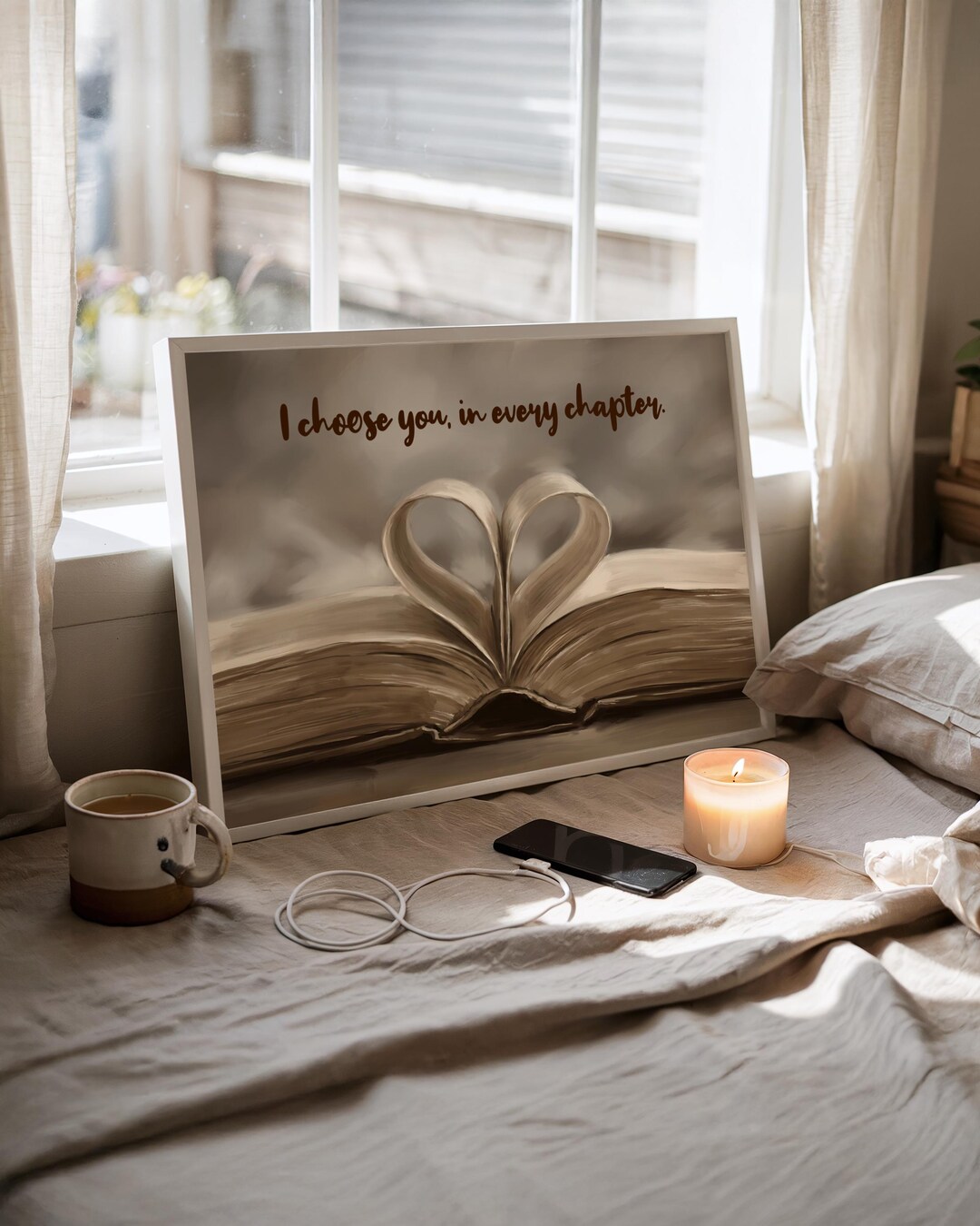 Book Heart Art Print – Romantic Literary Poster (digital Download) - Etsy