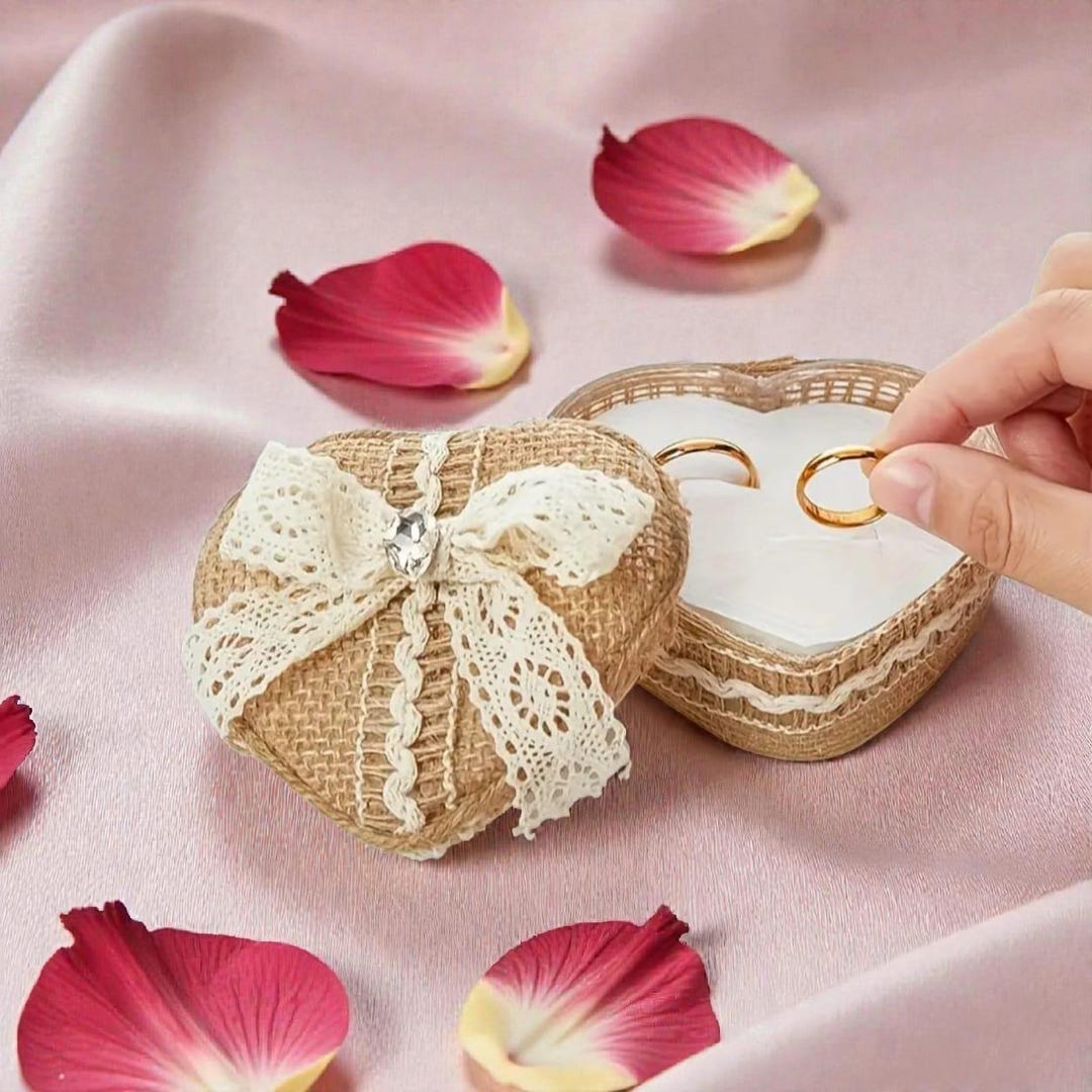 Heart-shaped Jute/lace Ring Box – Handmade - Ring Box - Ring Case - Etsy