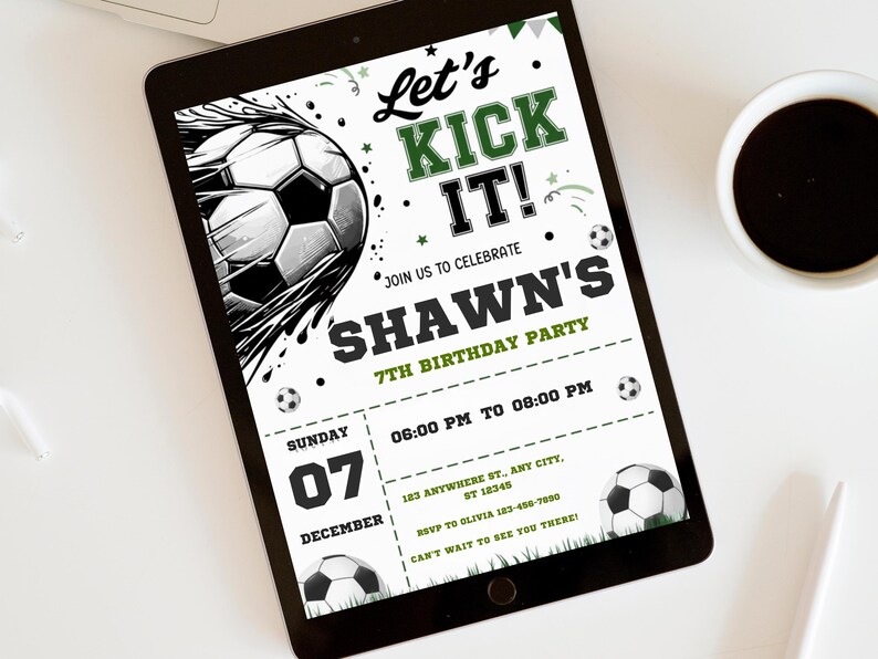 Editable Soccer Birthday Invitation, Sports Theme Card, Soccer Party ...
