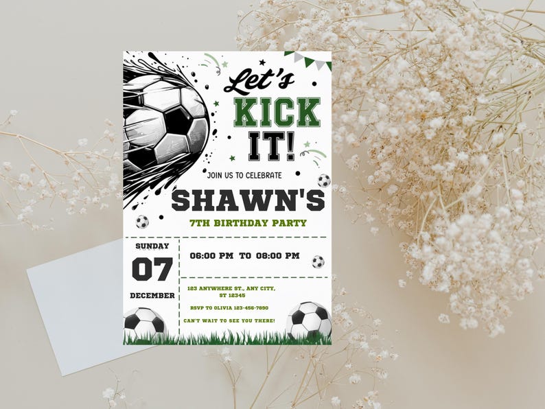 Editable Soccer Birthday Invitation, Sports Theme Card, Soccer Party ...
