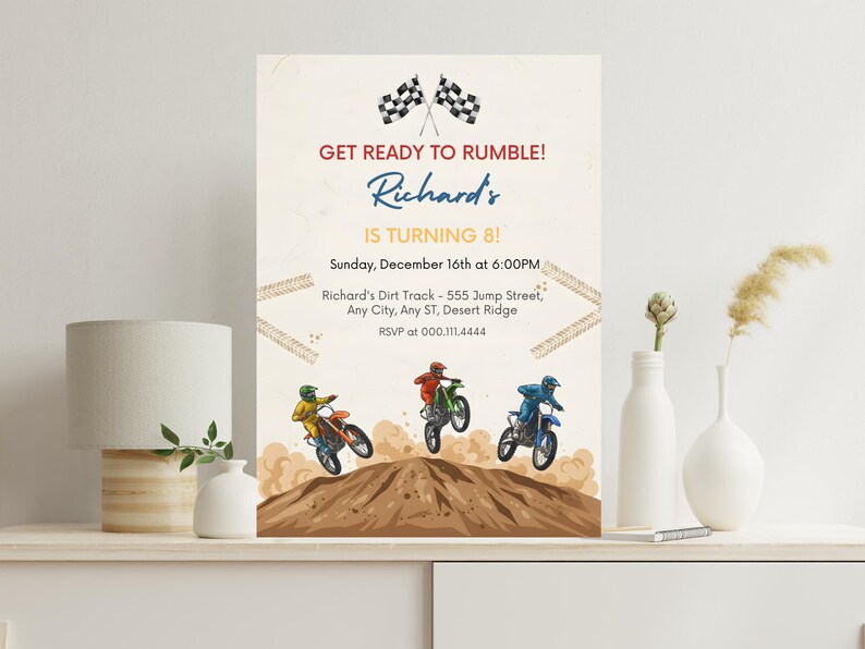 Dirt Bike Birthday Invitation | Motocross Racing Party, Any Age ...