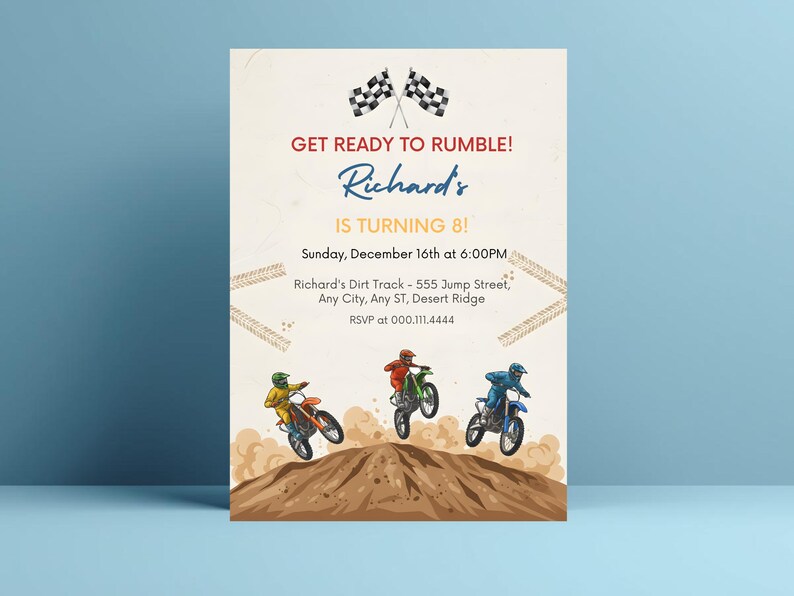Dirt Bike Birthday Invitation | Motocross Racing Party, Any Age ...