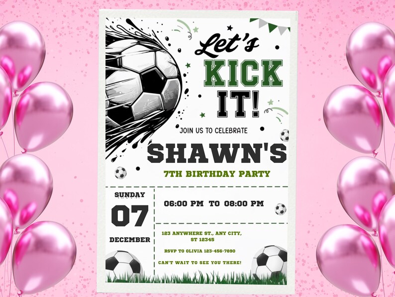 Editable Soccer Birthday Invitation, Sports Theme Card, Soccer Party ...