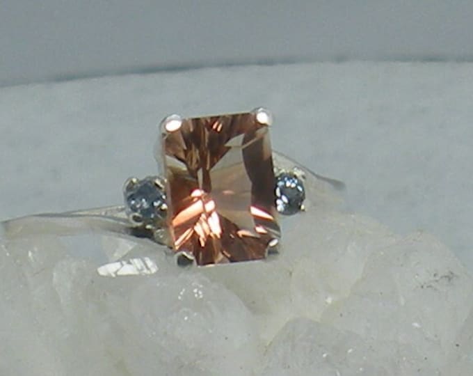 Oregon Sunstone Ring -red Pink Oregon Sunstone Ring - Emerald Cut ...