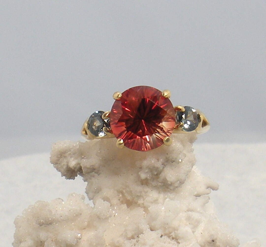 Oregon Sunstone Ring - Red Oregon Sunstone - Blue Montana Sapphires ...