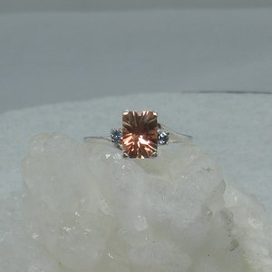 Oregon Sunstone Ring red Pink Oregon Sunstone Ring Emerald Cut Oregon ...