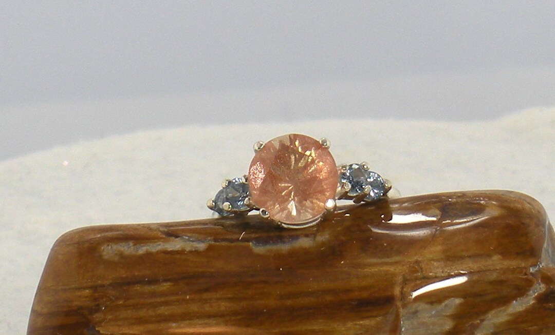 Oregon Sunstone Ring - Steling Silver Ring - Pink Snowflake Schiller ...