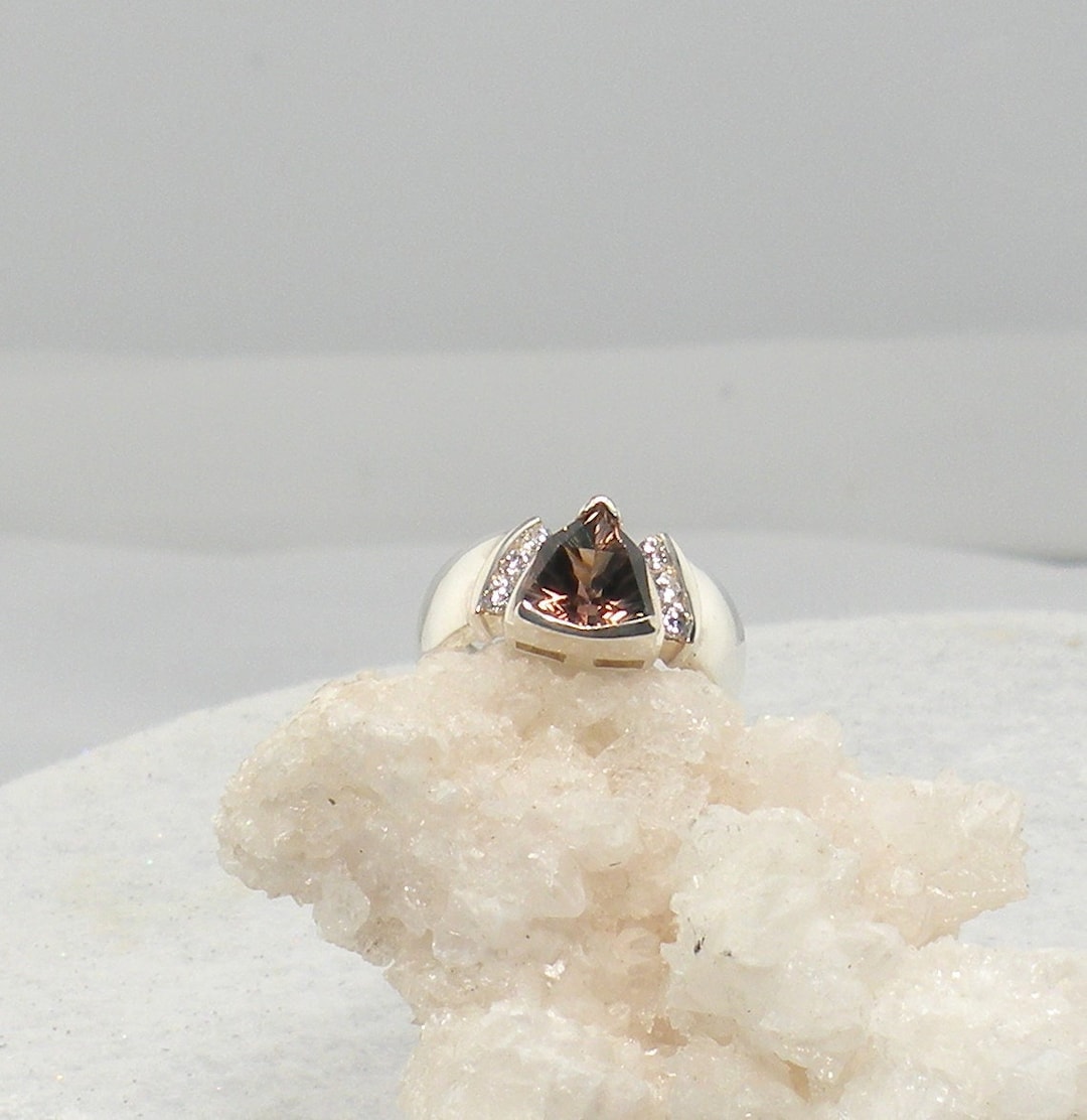 Oregon Sunstone Ring Sterling Silver Ring Trillion Sunstone Ring Red ...