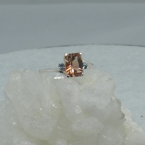 Oregon Sunstone Ring red Pink Oregon Sunstone Ring Emerald Cut Oregon ...