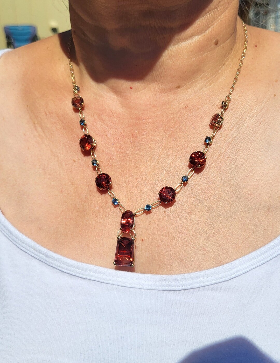 Red Oregon Sunstone Necklace - Red Oregon Sunstone Necklace - 14 Kt ...