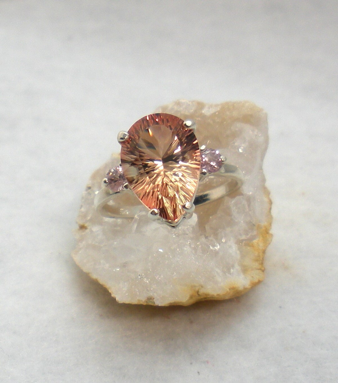Oregon Sunstone Ring - Medium Red Oregon Sunstone - Pear Oregon ...