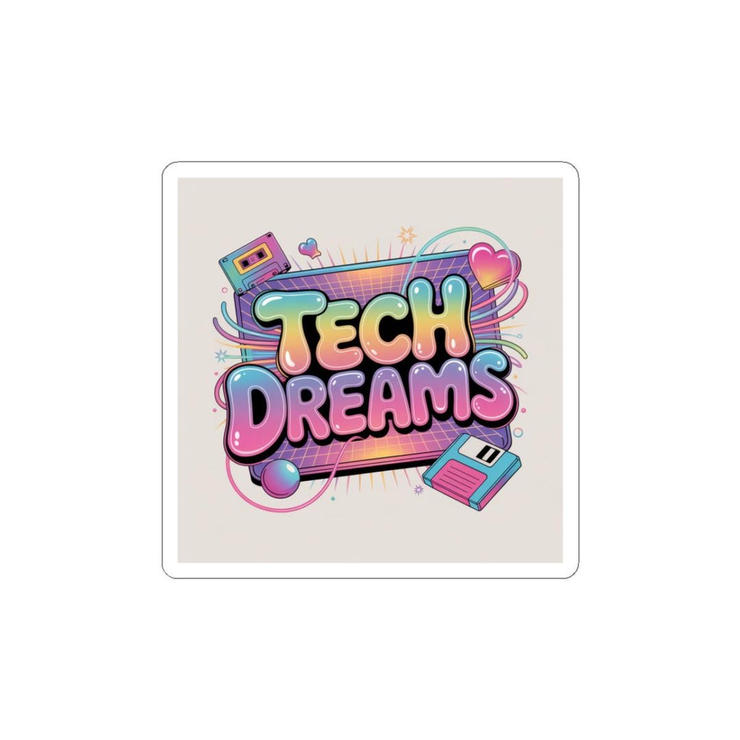 Y2K Cyber Sticker | Glossy Retro Tech, Holo Chrome - Etsy