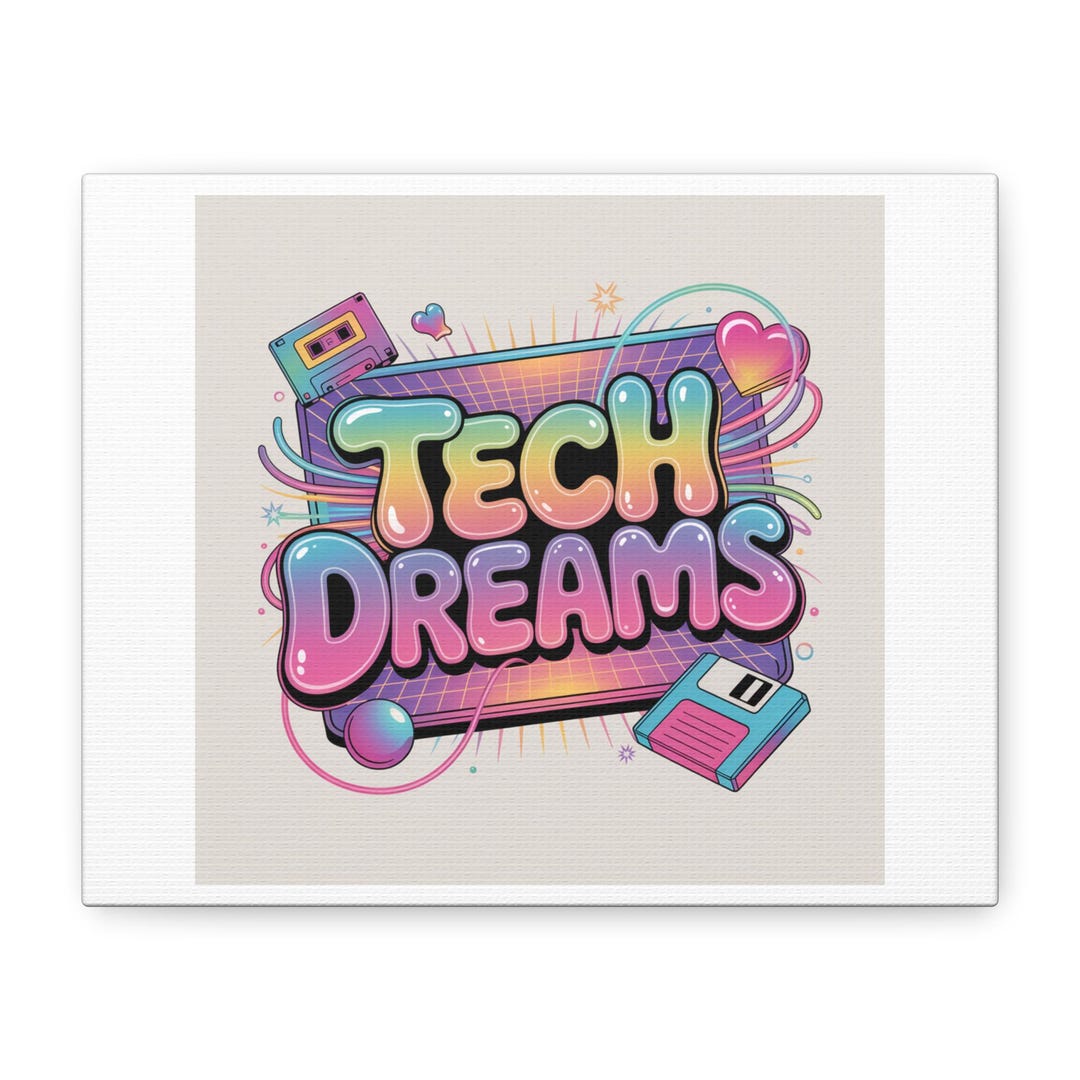 Tech Dreams Canvas | Y2K Cyber Holo Pop Art, Retro Tech Print - Etsy