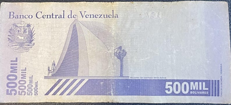Venezuela 500 Million Bolivares Note 2020 - Avg Circ - Hyperinflation ...