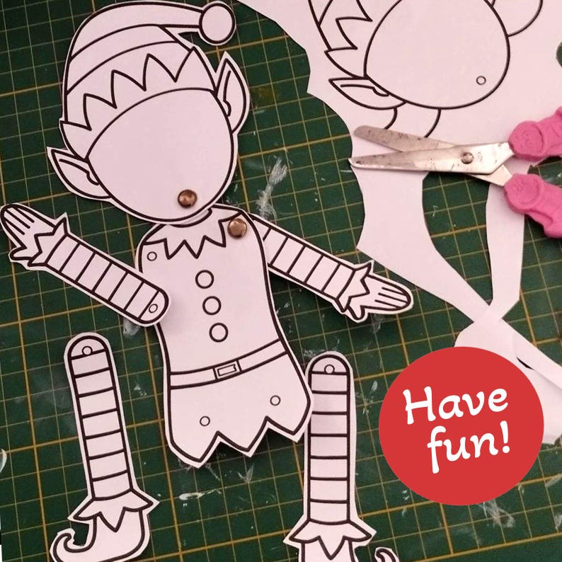Christmas Elf Paper Doll – Printable Craft for Kids - Etsy