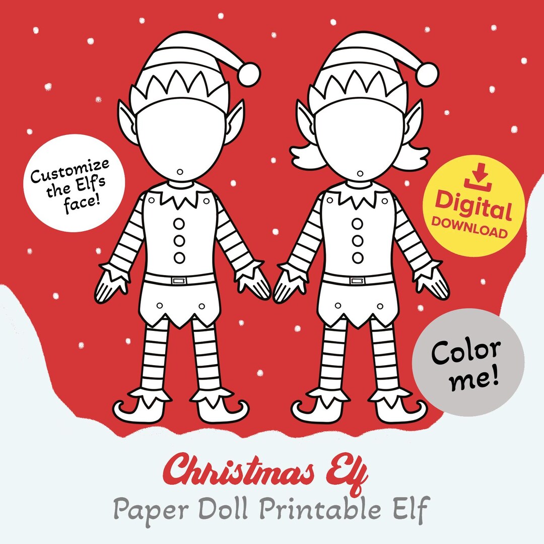 Christmas Elf Paper Doll – Printable Craft for Kids - Etsy