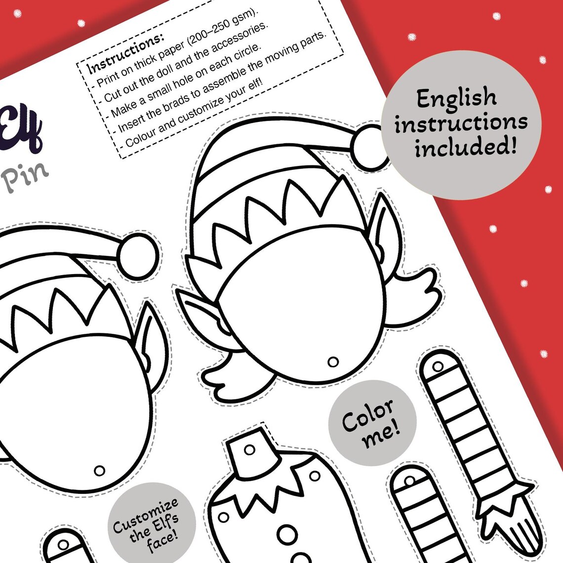 Christmas Elf Paper Doll – Printable Craft for Kids - Etsy