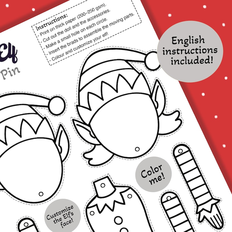 Christmas Elf Paper Doll – Printable Craft for Kids - Etsy