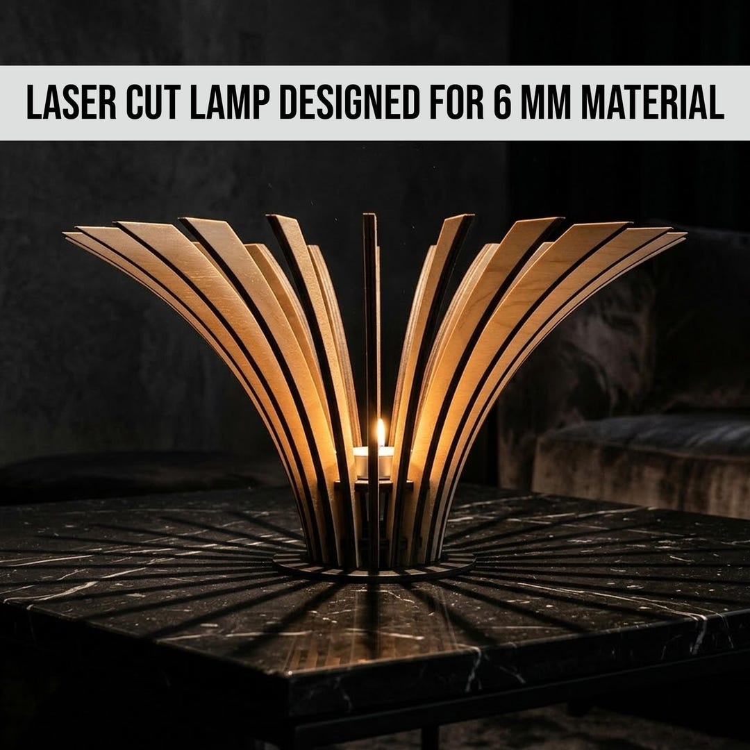 DIY Wooden Tealight Lamp, Laser Cut Lamp, Modern Scandinavian Night ...