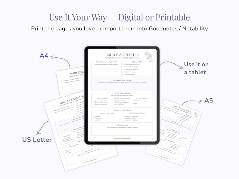ADHD Task Starter Printable & ADHD Dopamine Menu – Start Tasks Without ...
