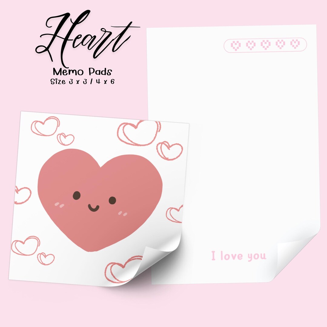 Heart Sticky Notes | Valentine Memo Pad - Etsy