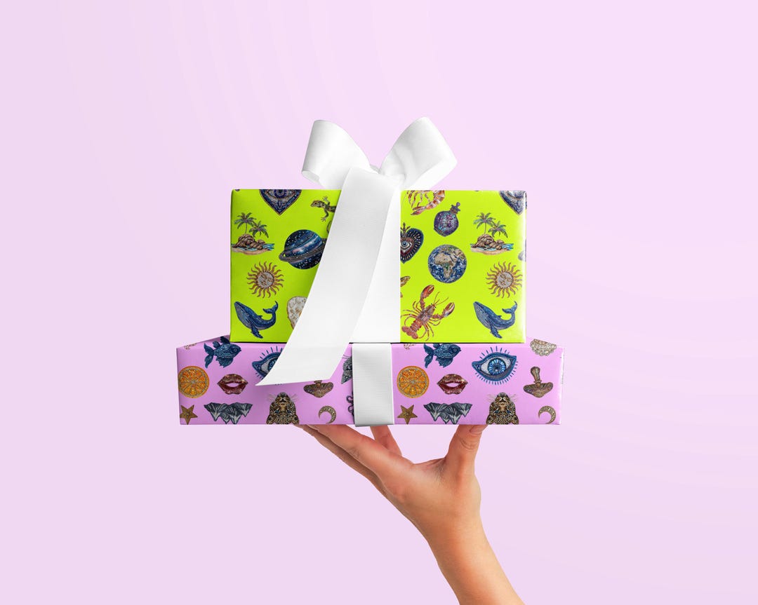 Lime Green Rhinestone Maximalist Icon Collage Wrapping Paper | Bling ...