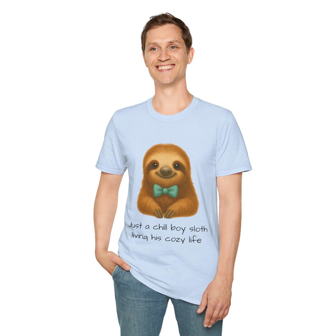 Sloth T-shirt | Chill Boy Sloth With Bow Tie T-shirt | Cute Sloth ...