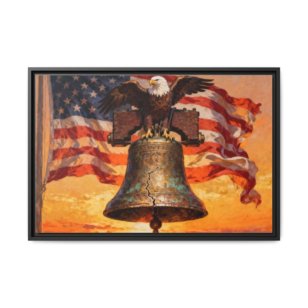 Liberty Bell With Bald Eagle Canvas Framed | Patriotic Wall Art - Etsy