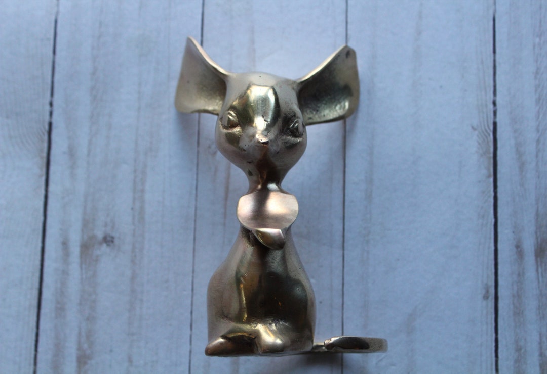 Vintage Brass Big Ear Mouse Statue 1970s - Etsy