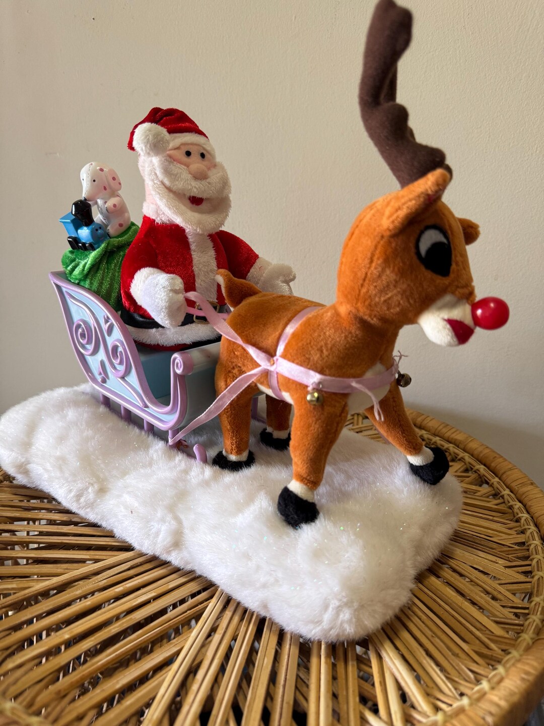 Vintage Rudolph the Red Nosed Reindeer With Santa and Sleigh Singing ...