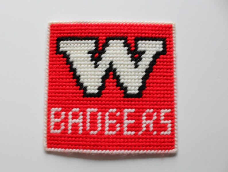 Vintage Wisconsin Badgers Plastic Canvas Yarn Art Squares - Etsy