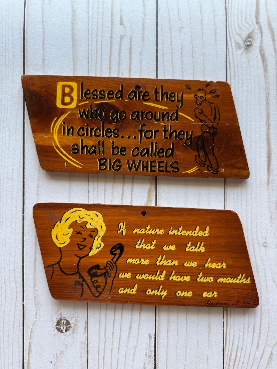 Vintage Pair of Quote Wooden Signs 1970s - Etsy