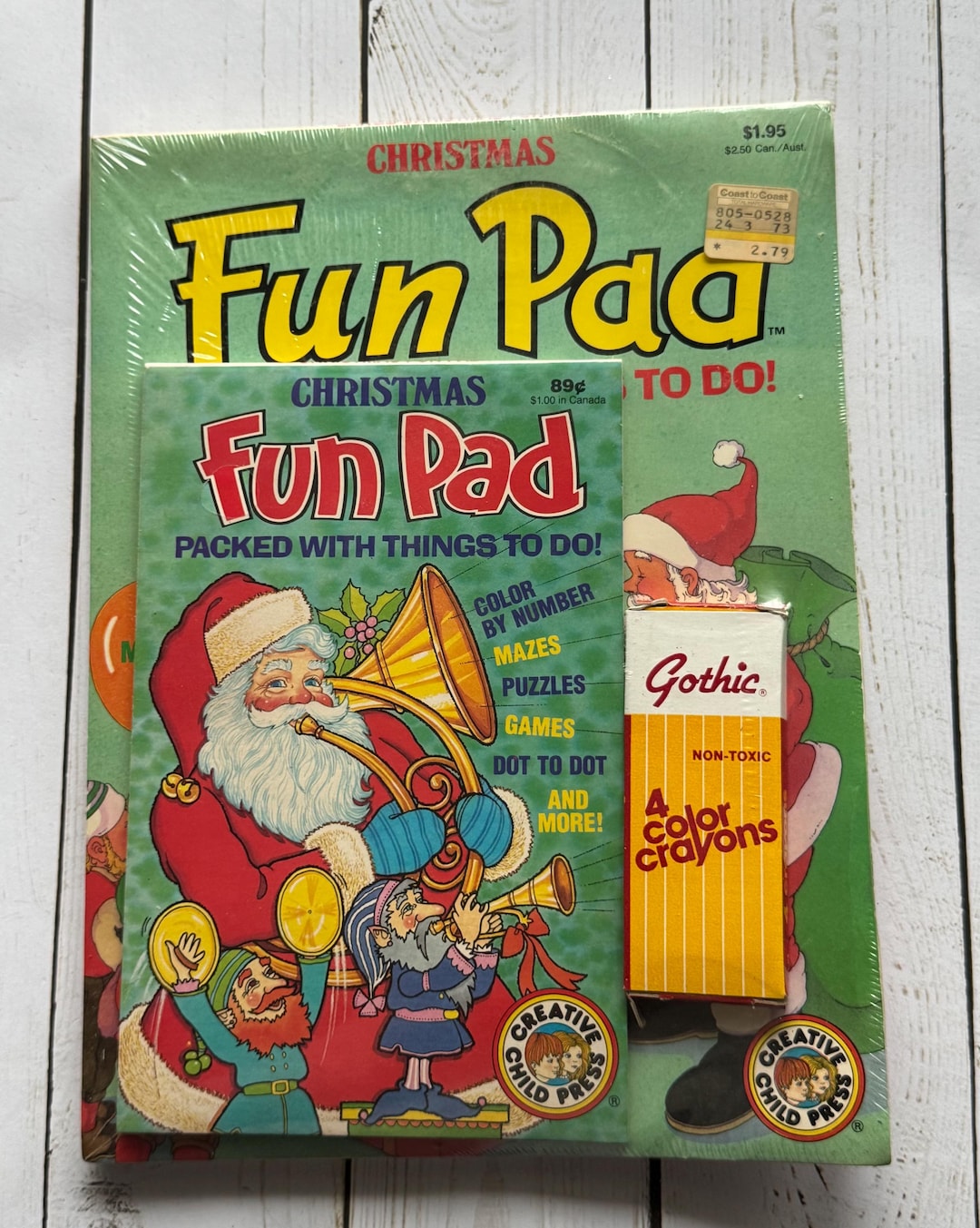 Vintage Christmas Fun Pad Coloring and Activity Book With Crayons New ...