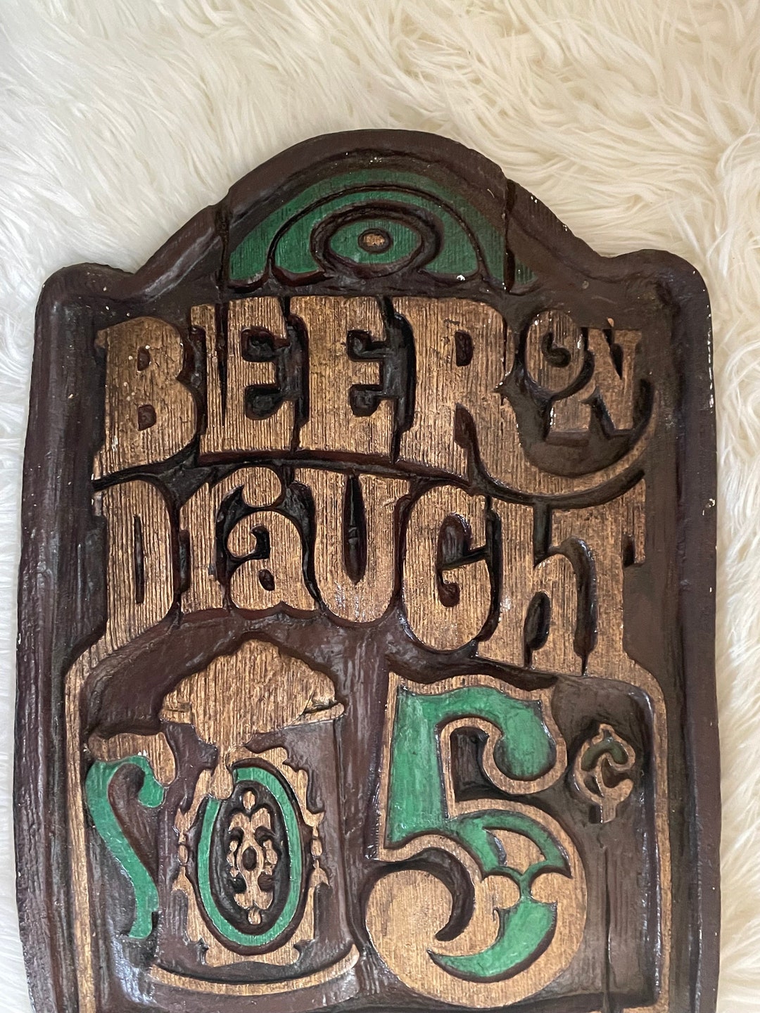 Vintage Chalkware Faux Wood Beer on Drought 5cent Sign Wall Hanging ...